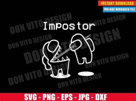 Impostor Kills Crewmate Outline Svg Dxf Png Game Among Us Red Logo Cut