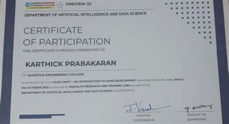 Karthick Prabakaran On Linkedin Gamedevelopment Workshop Epicgames Saveethaengineeringcollege