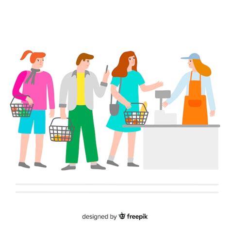 줄을 서서 기다리는 사람들 무료 벡터