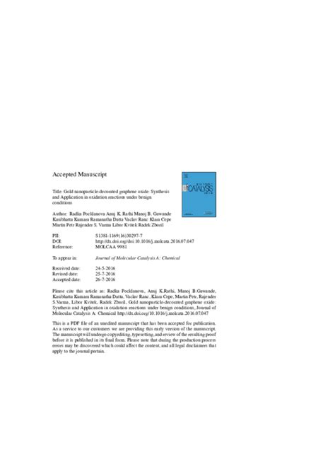 Pdf Gold Nanoparticle Decorated Graphene Oxide Synthesis And