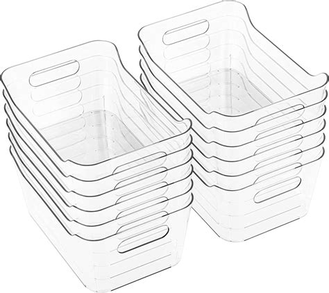 Tiawudi Pack Plastic Storage Bins Multi Use Organizer Bins Pantry Organizer Clear Storage