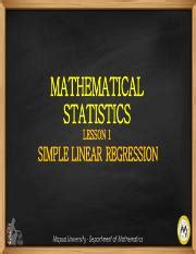 Module Lesson Method Of Least Squares Pdf MATHEMATICAL STATISTICS LESSON SIMPLE LINEAR