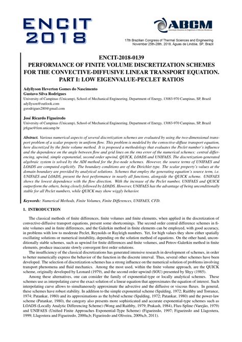 pdf performance of finite volume discretization schemes for the