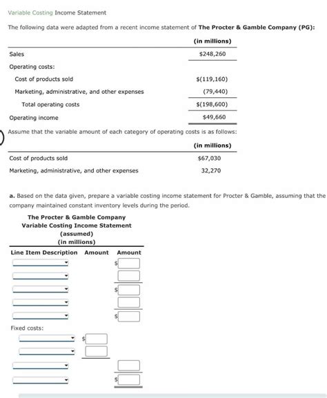 Answered Variable Costing Income Statement The… Bartleby