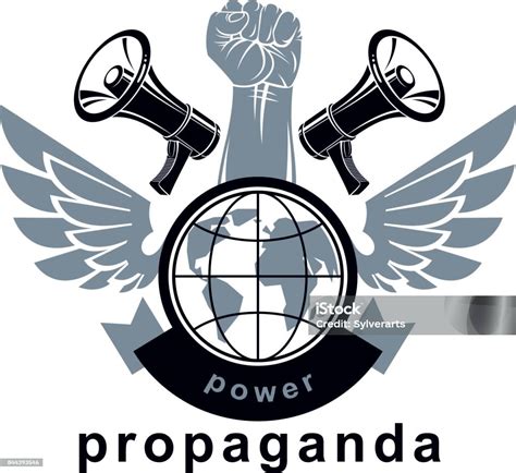 마케팅 포스터 확성기 장치 지구 지구 구성 하 고 혁명적인 사람 벡터 일러스트 레이 션의 쥔된 주먹을 제기 사회적 행동에 영향력의 강력한 무기로 서 선전 Revolution