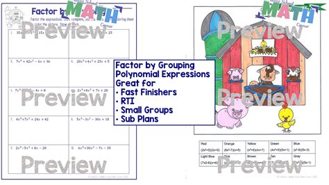 factor by grouping activity printable pdf template