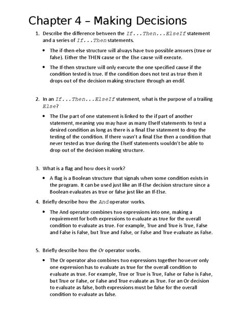 Chapter 4 Review Questions Visual Basic Chapter 4 Making