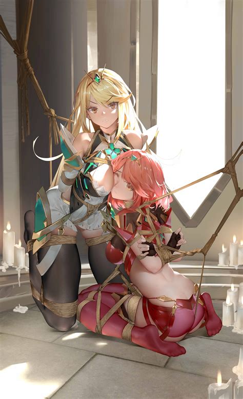 Rule 34 2girls Arms Tied Behind Back Ass Blonde Hair Bondage Breasts Candles Cleavage Cutout