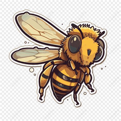 노란색 클립 아트에 둘러싸인 꿀벌을 보여주는 스티커 벡터상표 Png 일러스트 무료 다운로드 Lovepik