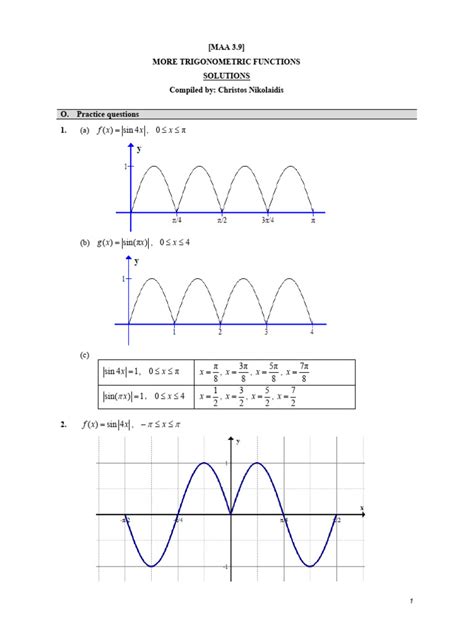 Maa 3 9 More Trigonometric Functions Solutions Download Free Pdf Teaching Mathematics