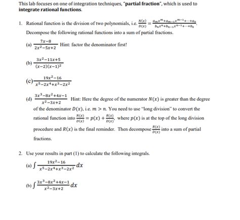 Solved This Lab Focuses On One Of Integration Techniques