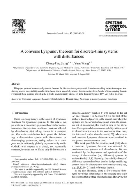 Pdf A Converse Lyapunov Theorem For Discrete Time Systems With