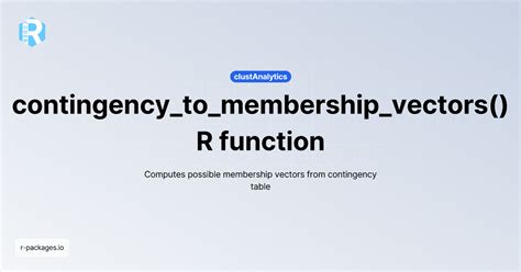 Contingencytomembershipvectors R Function From Clustanalytics R Packages