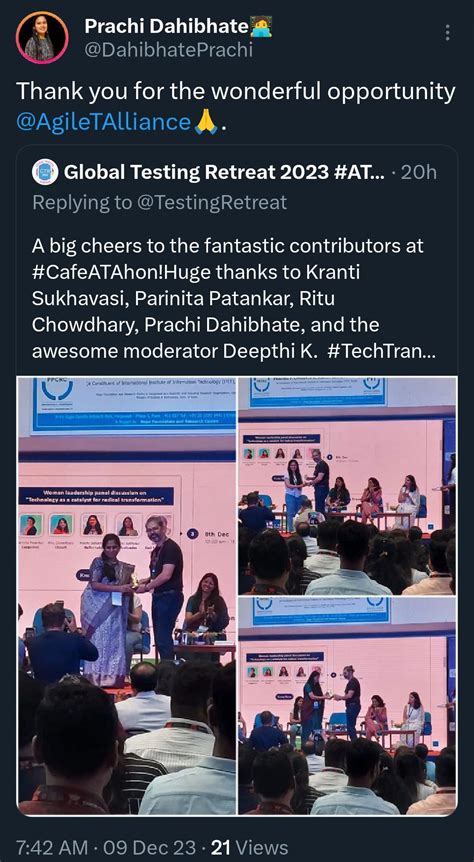 Prachi Dahibhate On Linkedin Atagtr2023 Testingcommunity Qualityassurance Atagtr