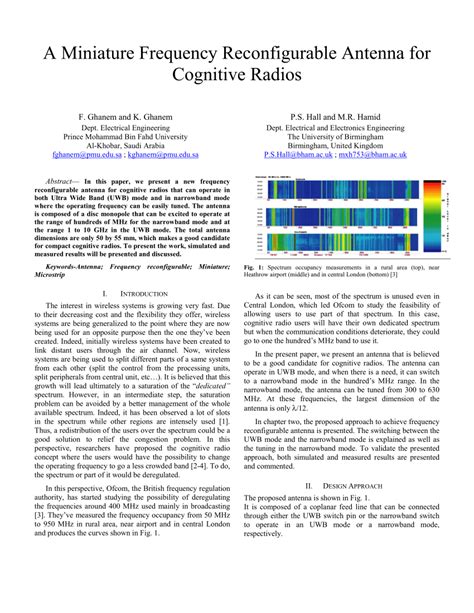 Pdf A Miniature Frequency Reconfigurable Antenna For Cognitive Radios