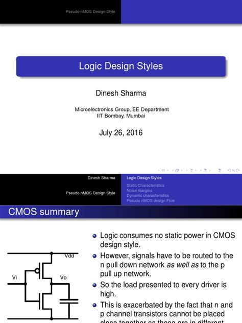 Pseudo Nmos Design Style Static Characteristics Noise Margins