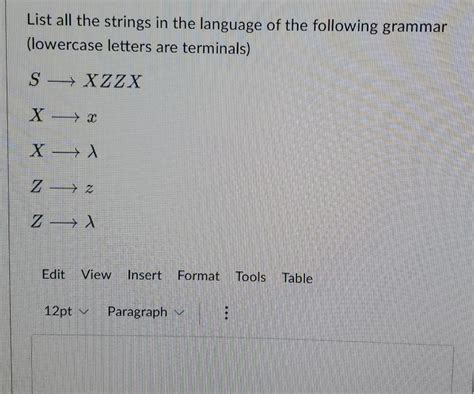 Solved List All The Strings In The Language Of The Following