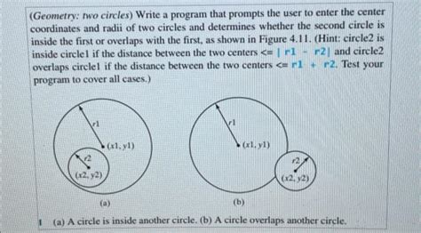 Solved Geometry Two Circles Write A Program That Prompts