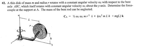 solved 2 a thin disk of mass m and radius r rotates with a