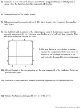 Pythagorean Theorem Proof Worksheet By Free To Discover TPT