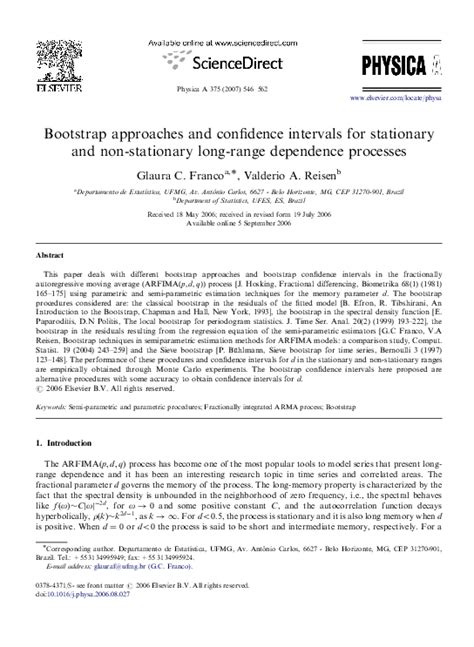 Pdf Bootstrap Approaches And Confidence Intervals For Stationary And Non Stationary Long Range