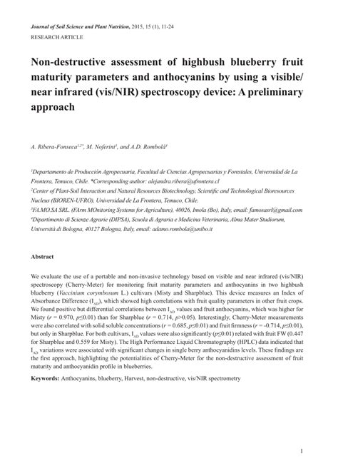 Pdf Non Destructive Assessment Of Highbush Blueberry Fruit Maturity