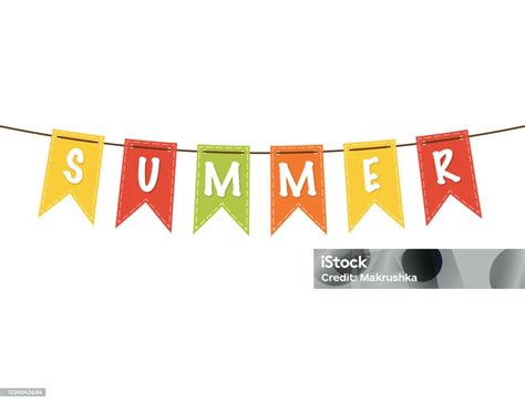 여름 깃발 그림입니다 리본과 배너와 카니발 이나 파티 스타일에서 여름의 축 하 화려한 디자인의 장식 깃발 이나 화환 여름 고립 된 아이콘을 인사 벡터 Eps 10 Film