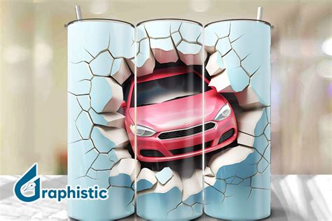 Car 3d Smashed Wall Art Background 10 Graphic By Graphistic · Creative