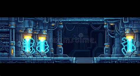 Pixel Art Sci Fi Laboratory Background Stock Illustration