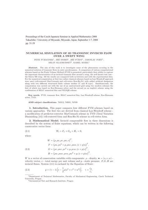 Pdf Numerical Simulation Of 3d Transonic Inviscid Flow Over A Swept Wing