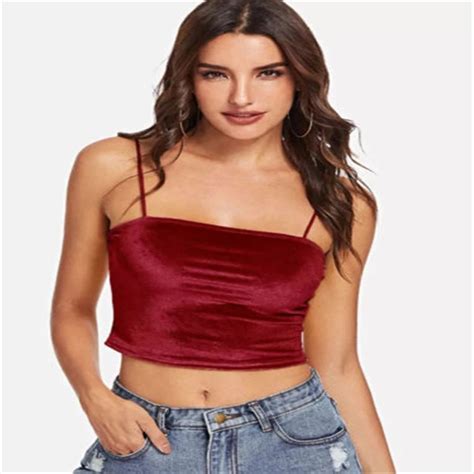 3solid Colors Sexy Women Velvet Straps Camis Girls Straps Crop Tops