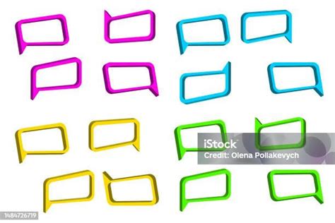 색상이 지정된 메시지 프레임입니다 대화 채팅 말풍선 벡터 그림입니다 3차원 형태에 대한 스톡 벡터 아트 및 기타 이미지 3