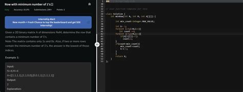 Day 38 Of 100daysofcodechallenge Find The Row With 1s Sparsh
