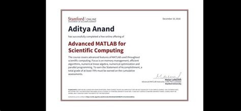 Aditya A On Linkedin Stanforduniversity Thanks Matlab
