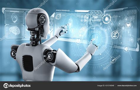 기계 학습을 이용 한 인공지능 로봇이 조종하는 미래의 의료 기술 — 스톡 사진 © Biancoblue 431316546