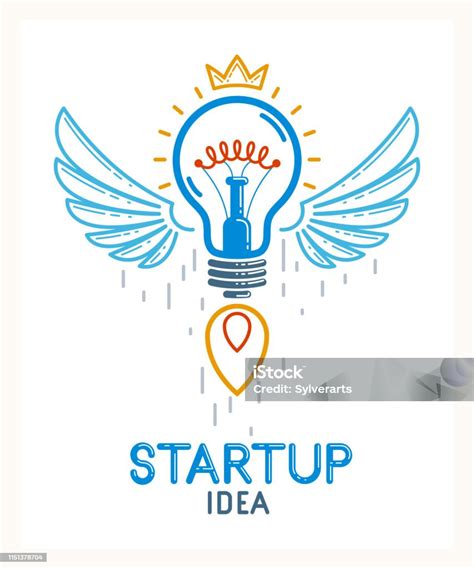 아이디어 전구 로켓 벡터 선형 아이콘 처럼 시작 날개 창조적 인 아이디어 시작 과학 발명 또는 연구 전구 새로운 사업 시작