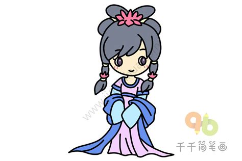 简单的古代女孩简笔画教程古代人物