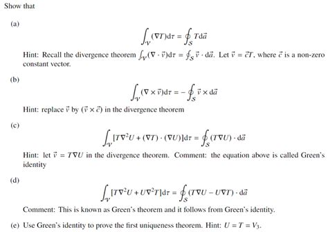 Solved Show That A ∫v∇tdτ∮st Da Hint Recall The