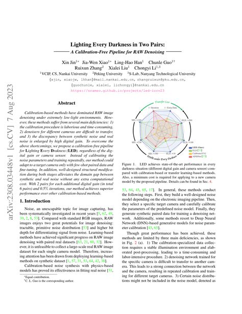 Pdf Lighting Every Darkness In Two Pairs A Calibration Free Pipeline For Raw Denoising