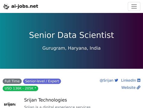 Hiring Senior Data Scientist In Gurugram Haryana India Raimljobs