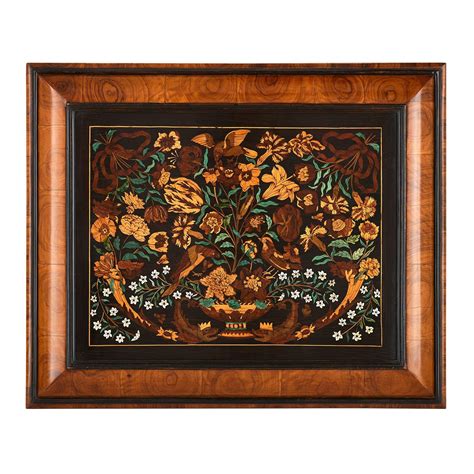 Antique French Exotic Wood Floral Marquetry Panel Mayfair Gallery