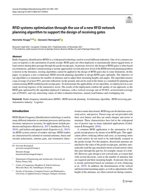 rfid systems optimisation through the use of a new rfid network planning algorithm to support