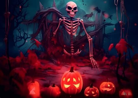 Scary Skeleton Skull Dead Tree Halloween Party Backdrop Decorations