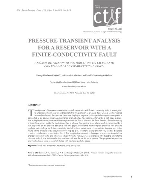 Pdf Pressure Transient Analysis For A Reservoir With A Finite Conductivity Fault