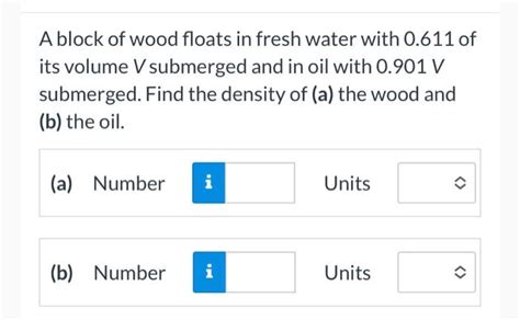 Solved A Block Of Wood Floats In Fresh Water With Of Chegg