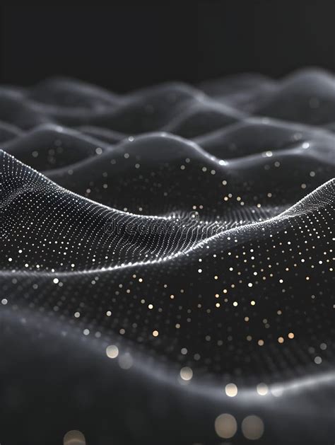 Blurred Data Science Wallpaper In Anthracite Colors Abstract Network Of Dots And Lines Stock