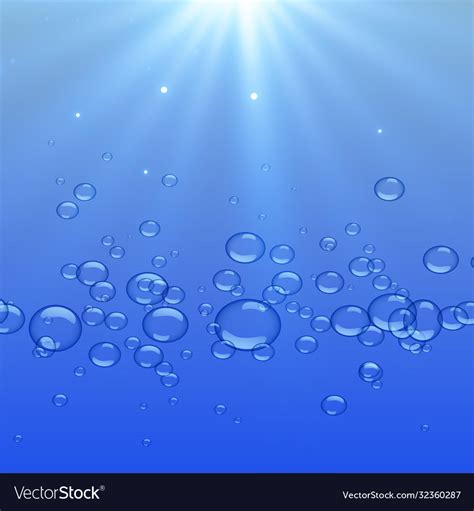 Underwater Bubbles Floating Background With Sun Vector Image