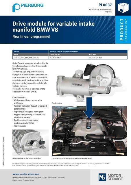 Drive Module For Variable Intake Manifold Bmw V8 Ms Motor