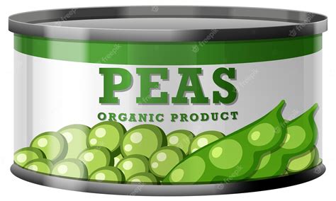 식품 캔의 녹색 완두콩 프리미엄 벡터