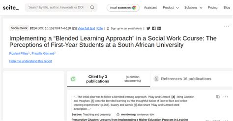 [citation report] implementing a “blended learning approach” in a
